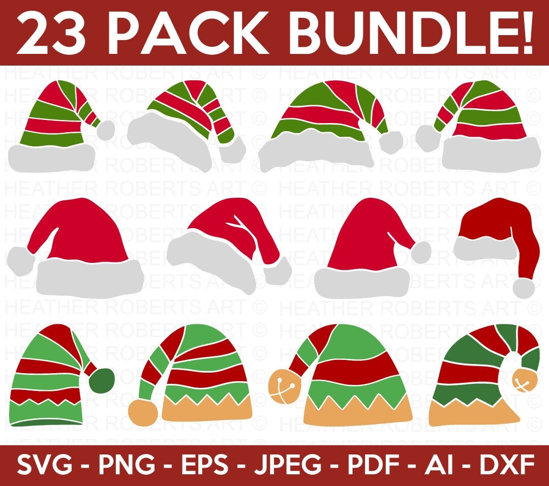 Christmas Elf and Santa Hats SVG Bundle, Santa Hats Svg, Family Shirts ...