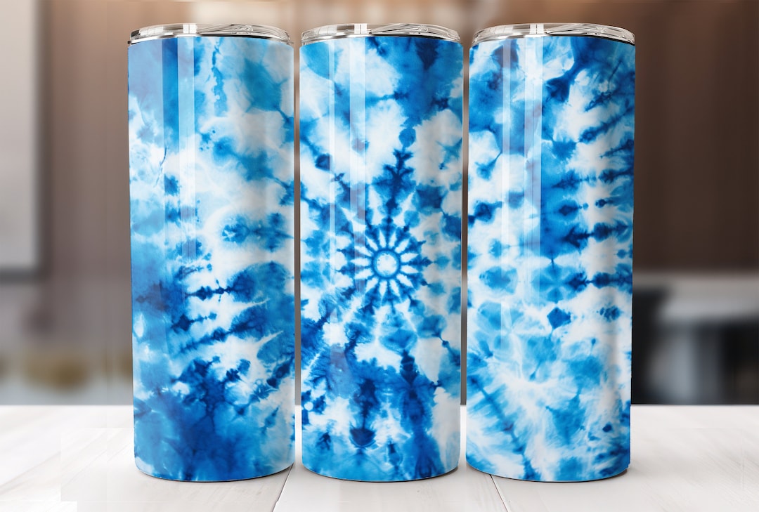 Blue Tie Dye 20 Oz Skinny Tumbler Wrap, Tie Dye Tumbler Wrap, Vibrant ...