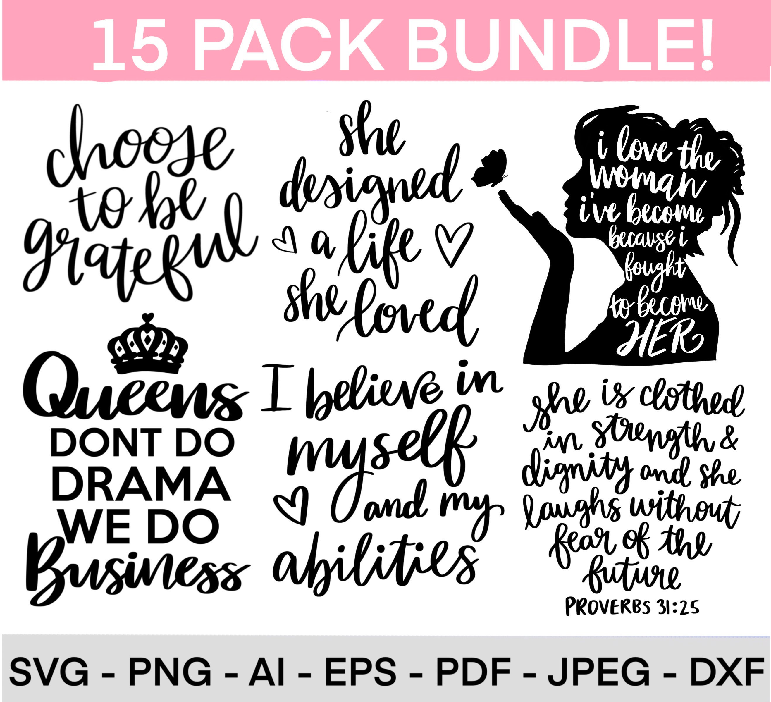 Women Empowerment Bundle SVG Motivational svg Positive | Etsy
