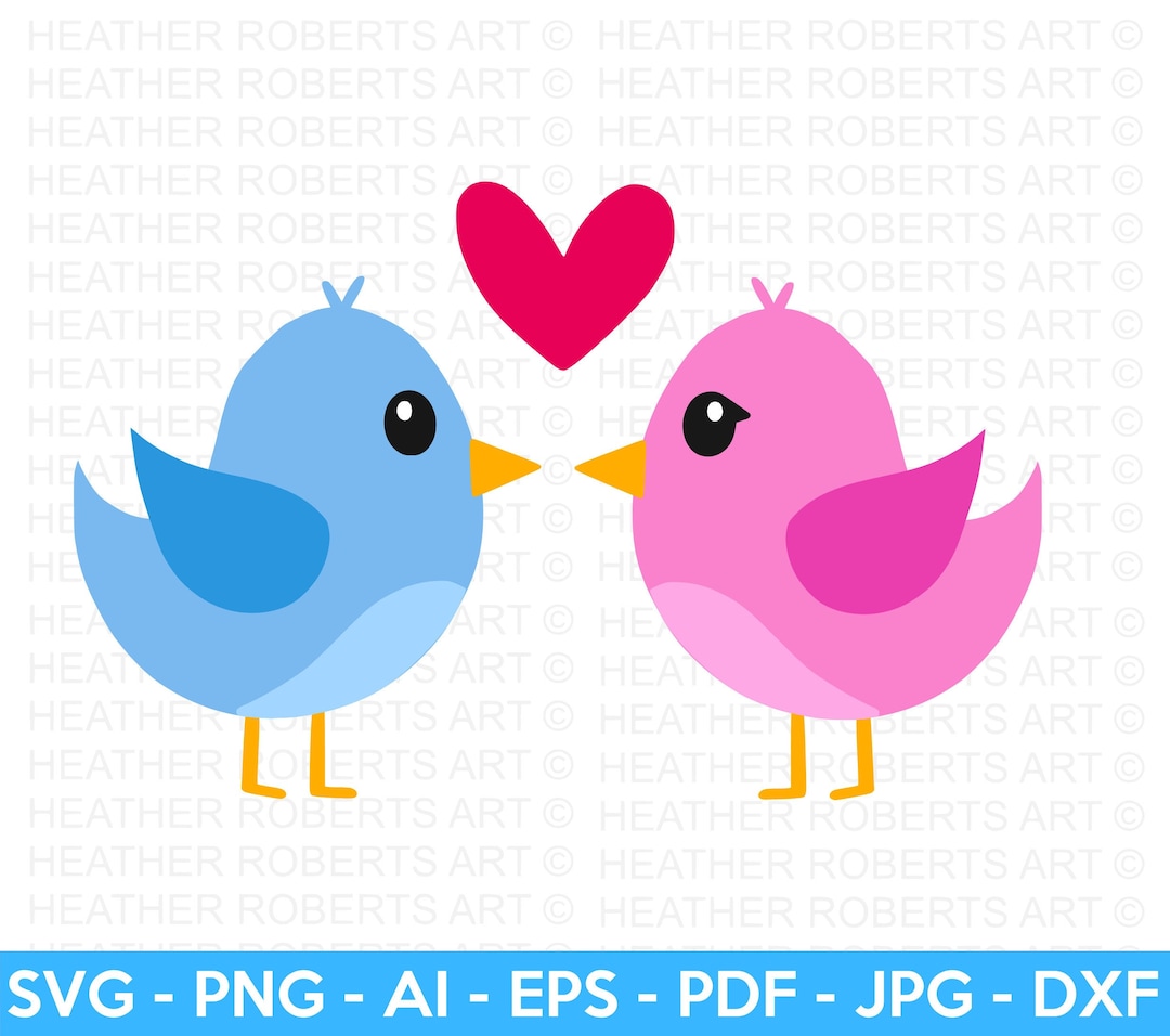 Love Birds Clipart: Pink & Blue Bird SVG, Cut File (digital Download ...