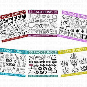 Doodle MEGA BUNDLE, Hearts Svg Bundle, Easter Svg Bundle, 750+ Designs ...