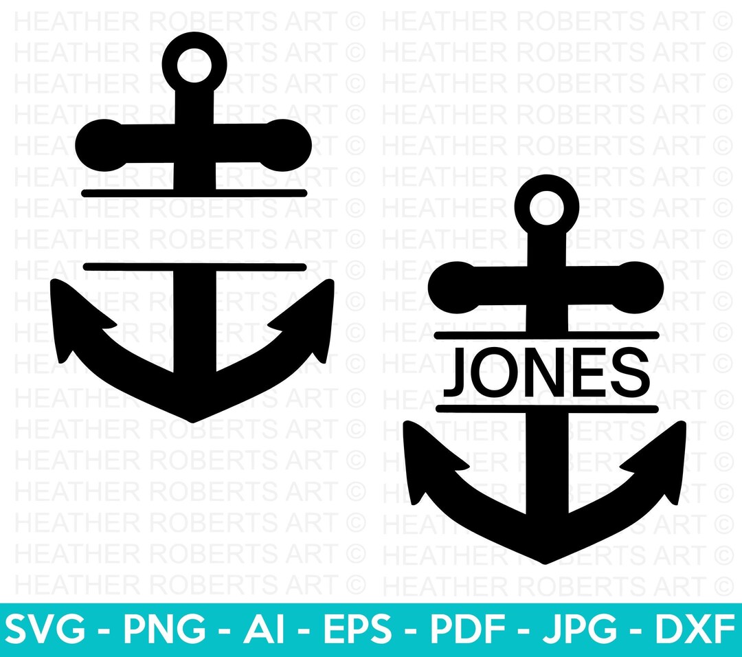 Anchor Split Frame SVG, Nautical SVG, Marine SVG, Boat Anchor Name ...
