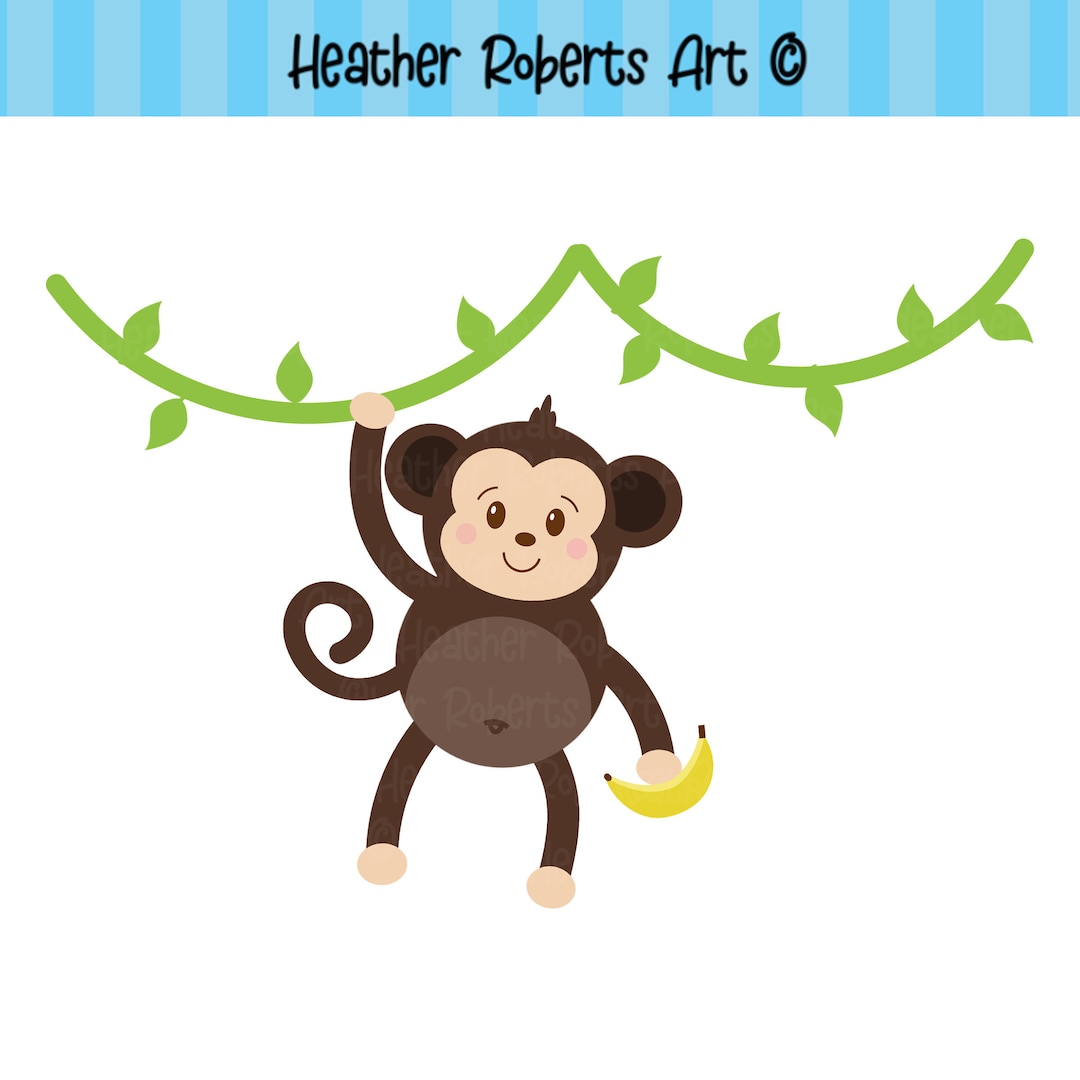 Monkey Single Clipart - JPEG PNG, Cute Monkey Clip Art, Little Monkey ...