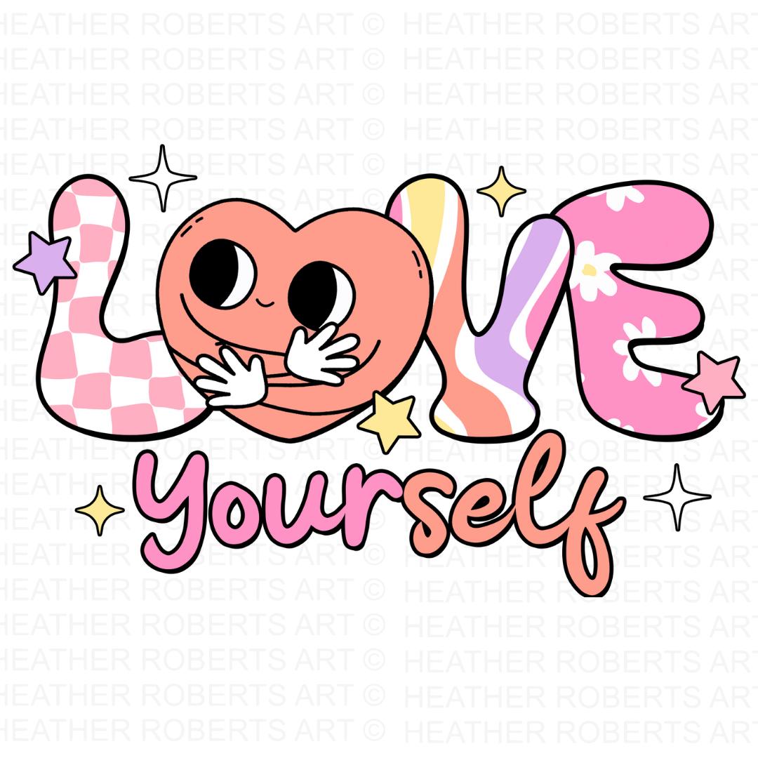 Love Yourself Retro PNG: Groovy Girl Power Sublimation (digital ...