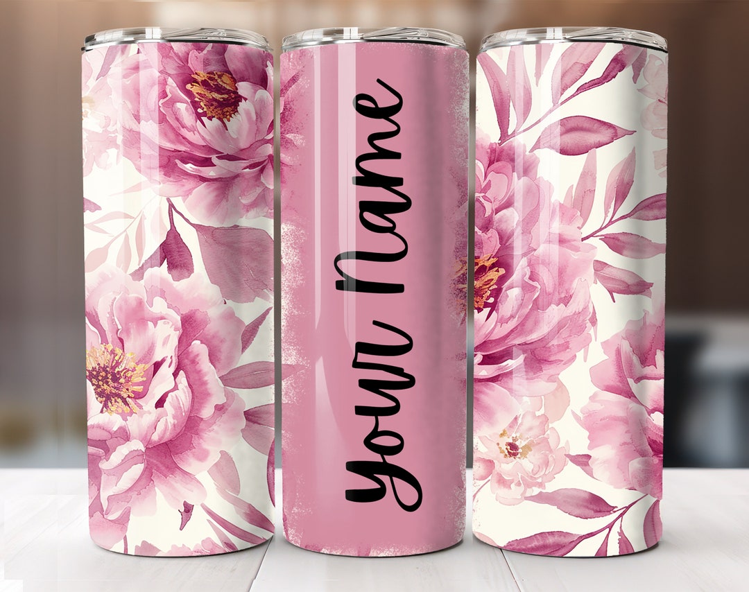 Add Your Own Text Floral Tumbler Wrap, 20oz Skinny Tumbler Sublimation ...