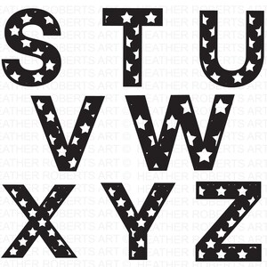 Stars Monogram Alphabet and Numbers SVG Bundle, Stars Letters SVG ...