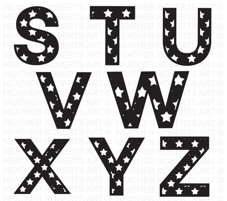 Stars Monogram Alphabet and Numbers SVG Bundle Stars Letters | Etsy