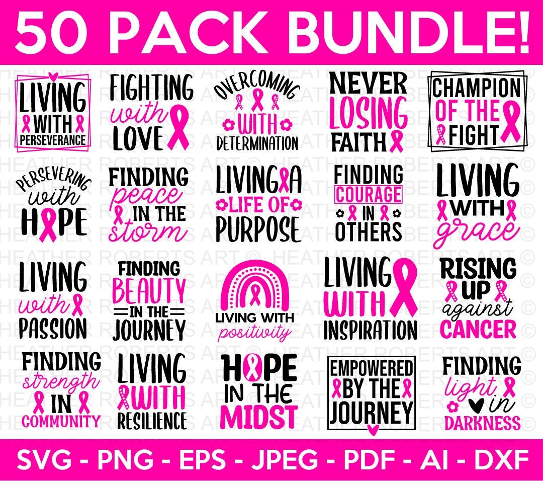 Cancer Awareness SVG Bundle, Cancer SVG, Breast Cancer SVG, Awareness ...