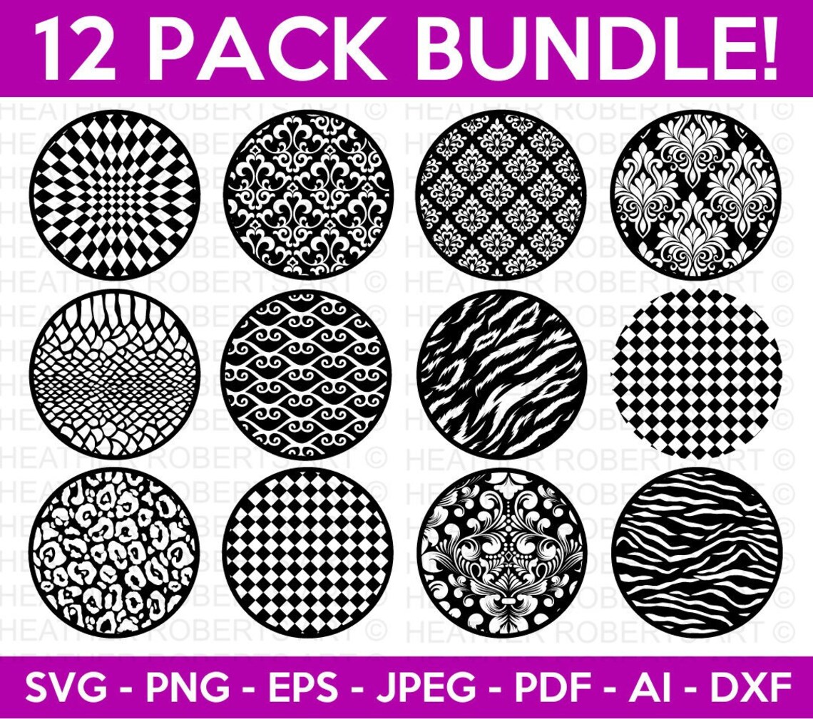 Circle Pattern Svg Bundle, Checkered Circle Svg, Circle SVG, Pattern ...