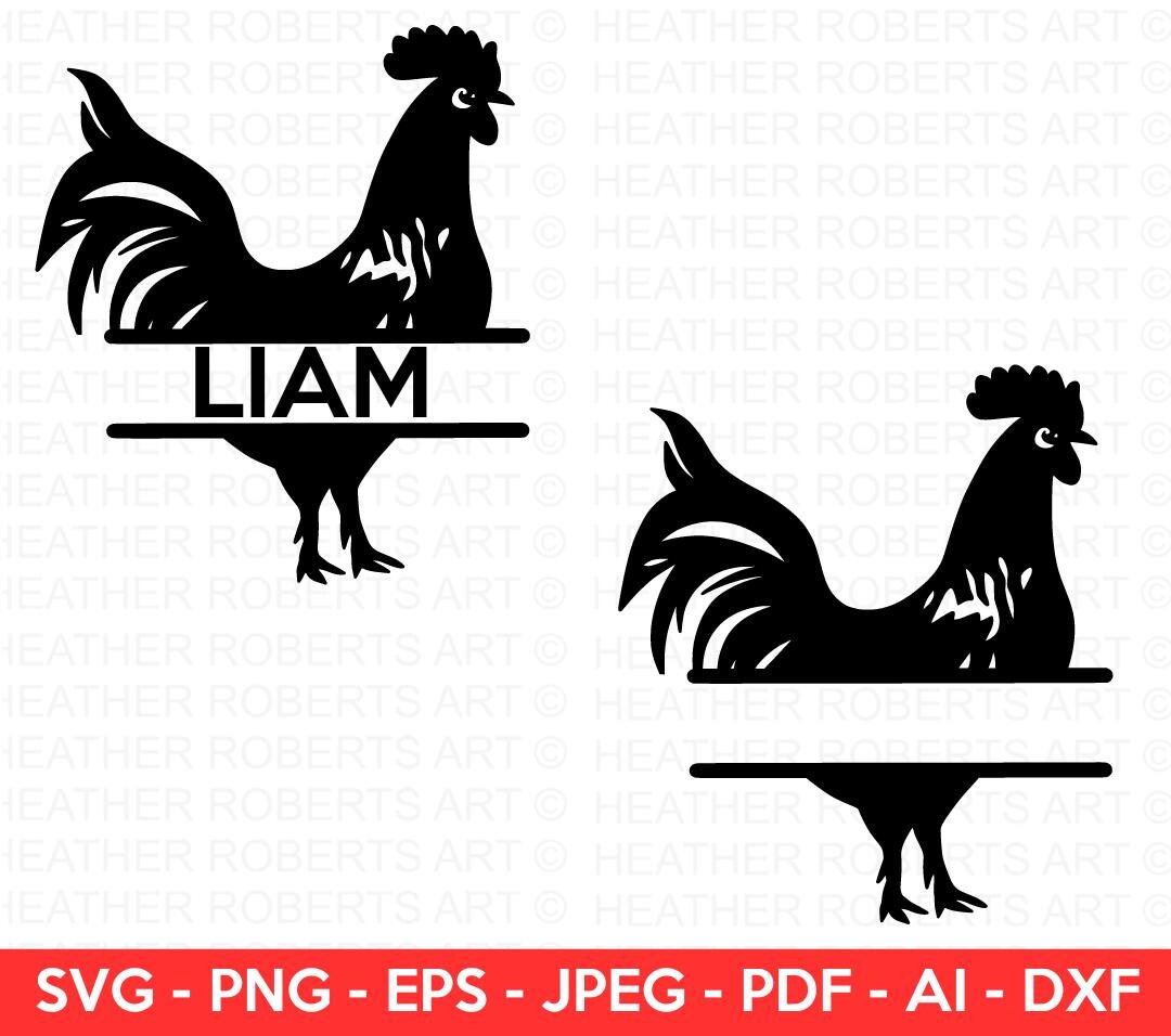 Chicken Split Monogram Svg, Chicken SVG, Chicken Silhouette, Farm Svg ...