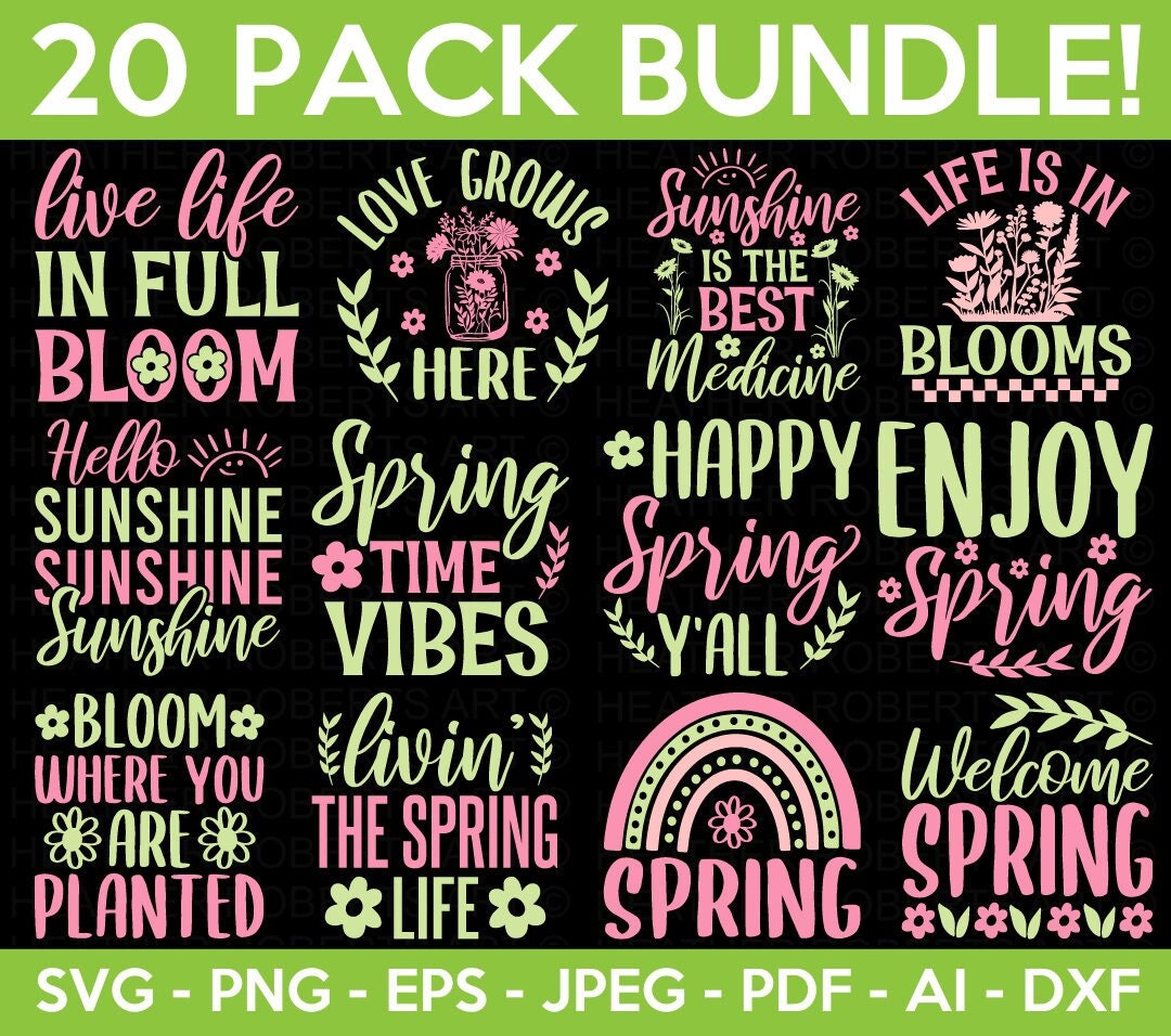 Spring Svg Bundle. Spring Designs SVG Bundle, Spring Flowers Svg ...