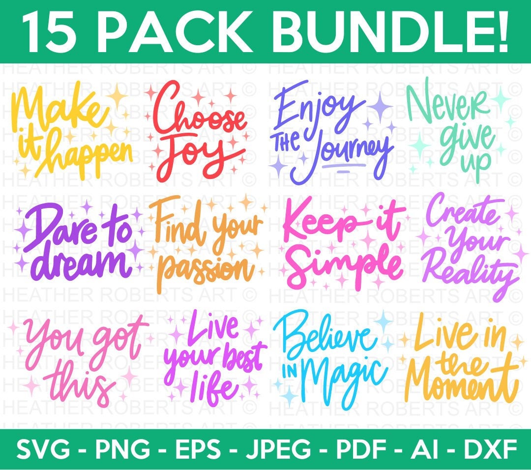 Motivational Quotes SVG Bundle, Positive Quotes SVG , Inspirational ...