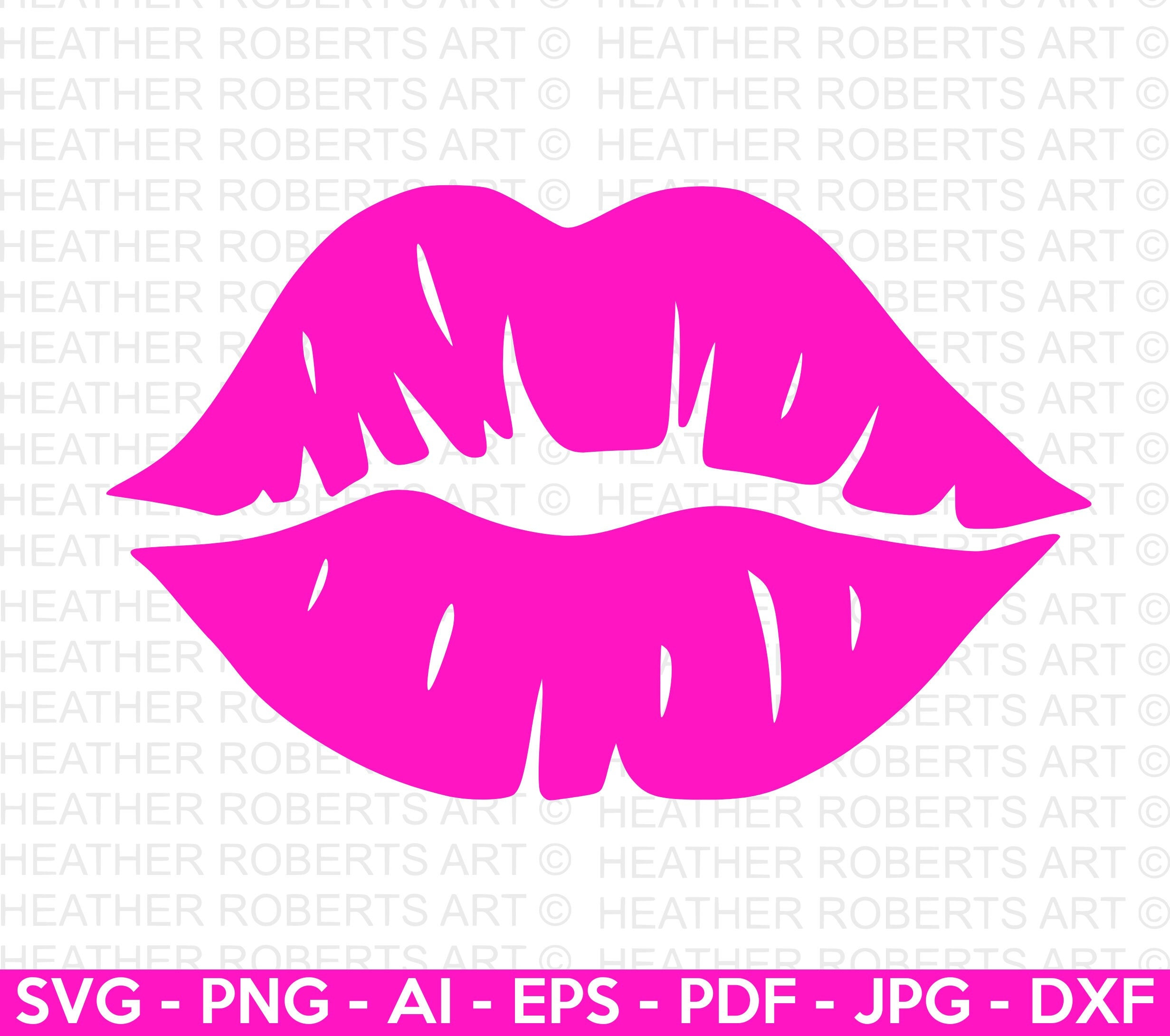 Hot Pink Lips SVG: Kiss Mark Clipart (digital Files) - Etsy