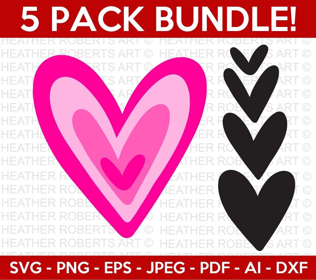 Heart Mini SVG Bundle, Heart SVG Bundle, Sketch, Hand-drawn Heart Svg ...