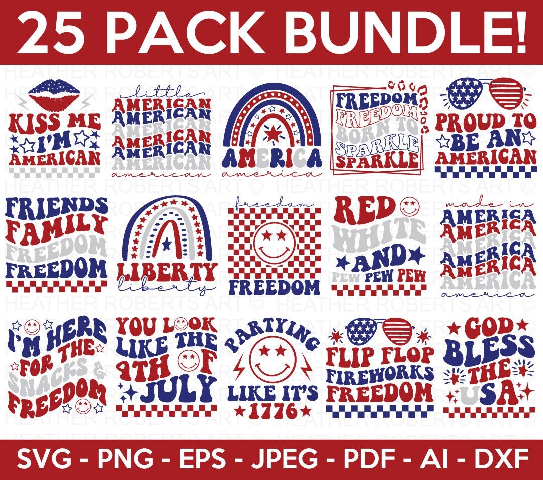 Retro 4th of July SVG Bundle, July 4th Svg, Fourth of July Svg, America ...