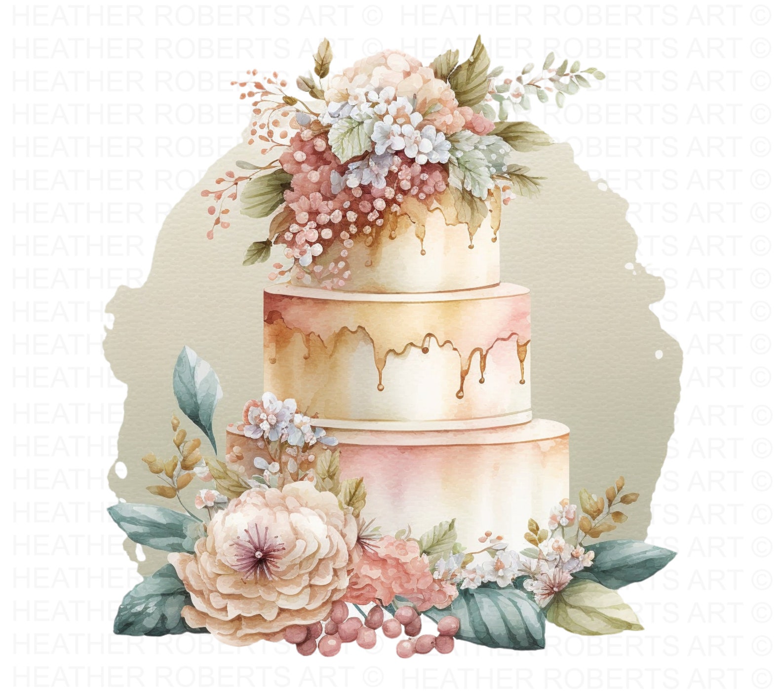 Watercolor Wedding Cakes Clipart Cake Clip Art Wedding Cake - Etsy