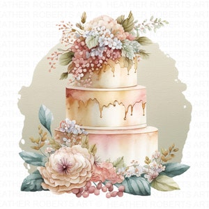 Watercolor Wedding Cakes Clipart, Cake Clip Art, Wedding Cake PNG ...