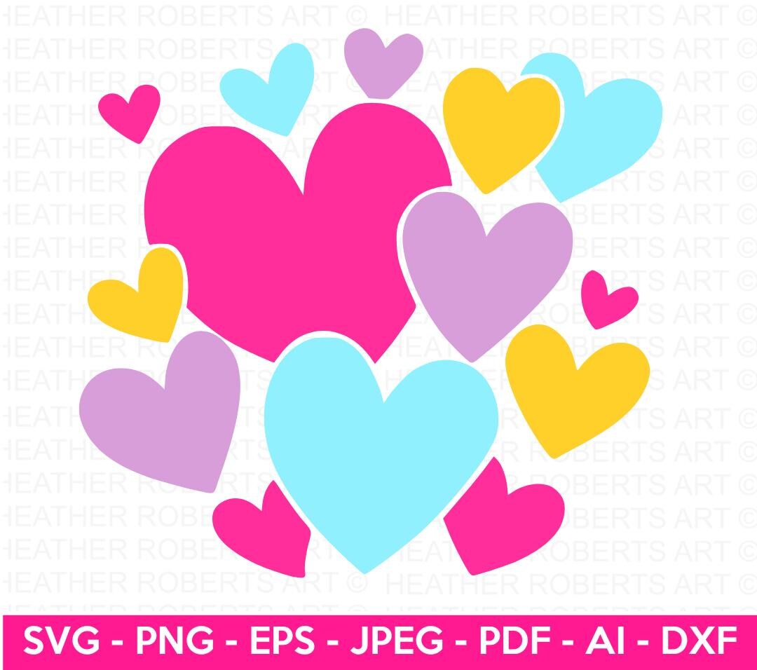 Hearts Svg, Valentines Day PNG, Love SVG Cut File, Mothers Day DXF Cut ...