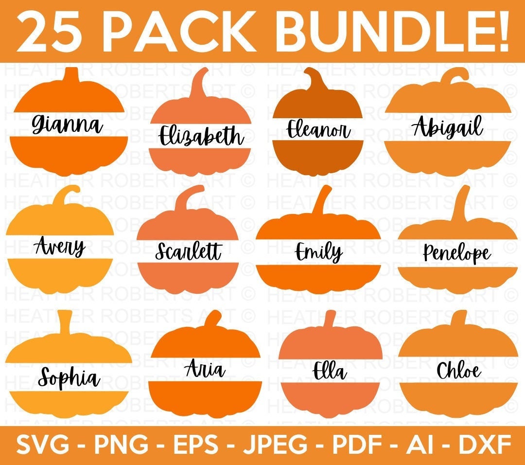 Pumpkin Split Monogram SVG Bundle: Fall Halloween Clipart (digital ...