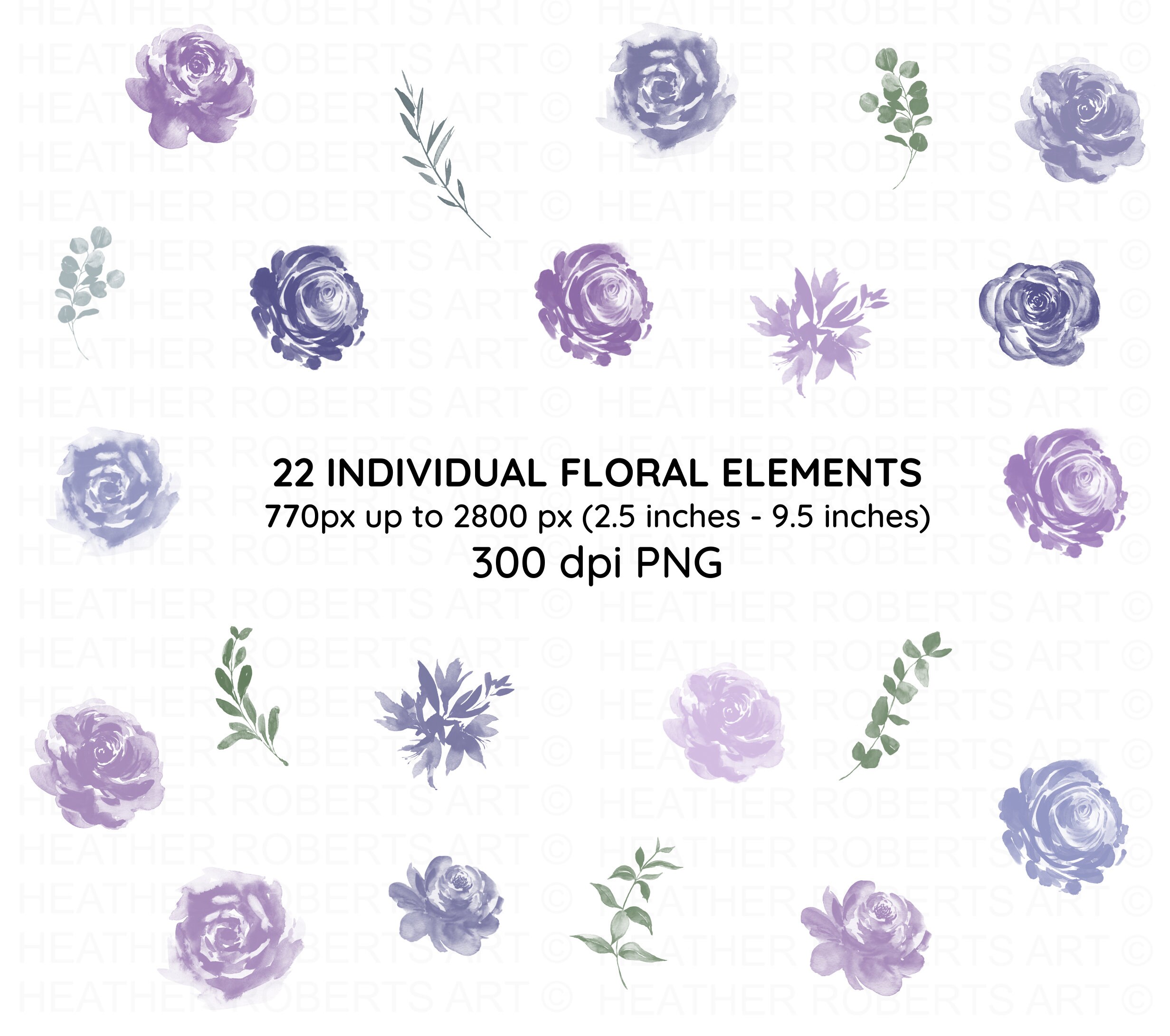 Lilac Lavender Watercolor Flowers Clipartlight Purple Floral - Etsy