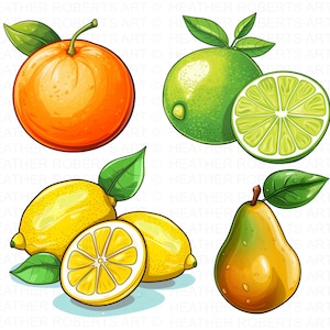 Fruit Clipart Set , Fruits PNG, Clipart Set of Strawberry, Apple ...