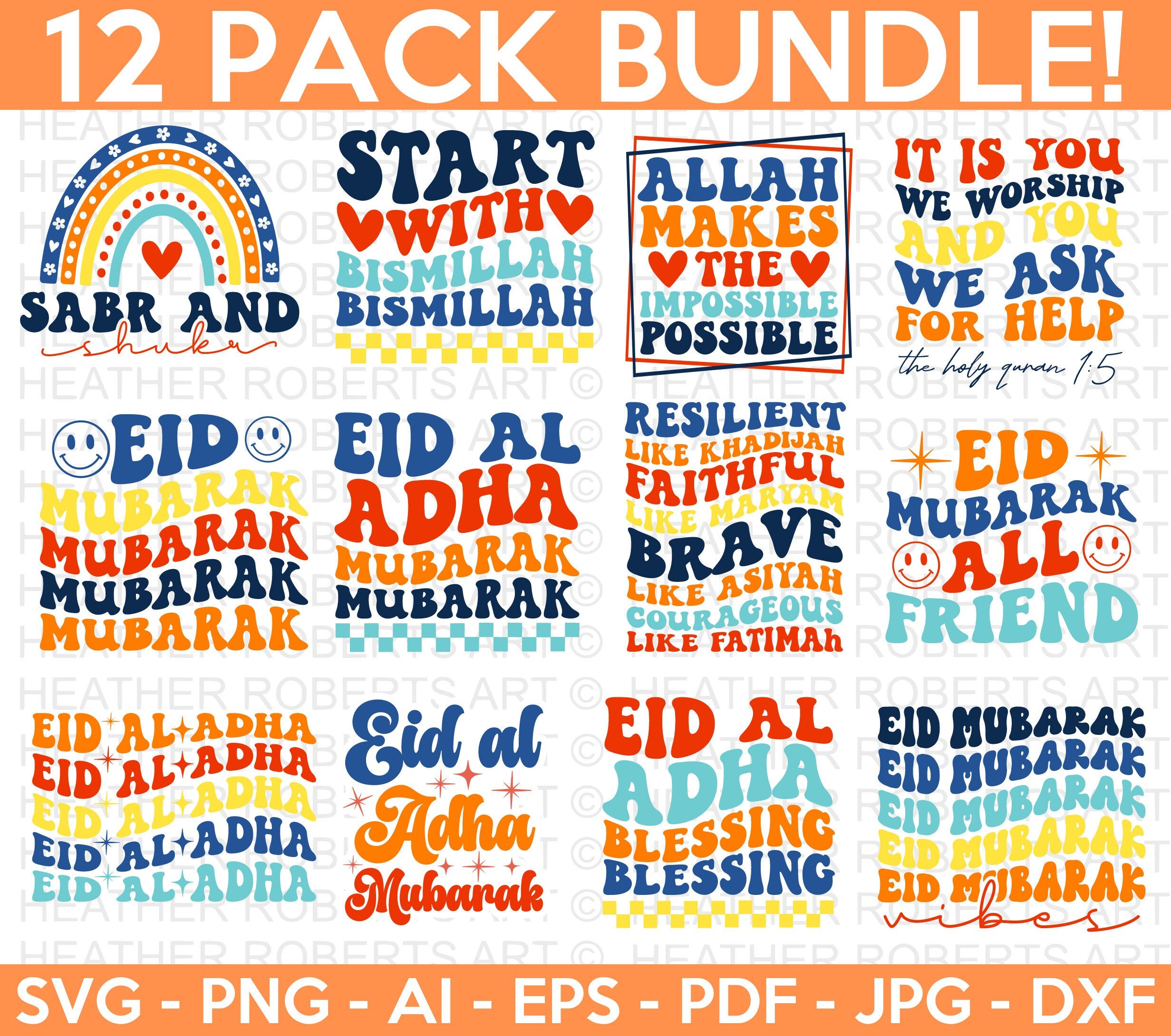 Eid Al Adha Retro SVG Bundle Eid Al Adha SVG Muslim SVG - Etsy