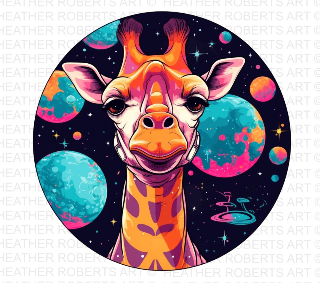 Psychedelic Giraffe PNG: Colorful Space Art (digital Download) - Etsy