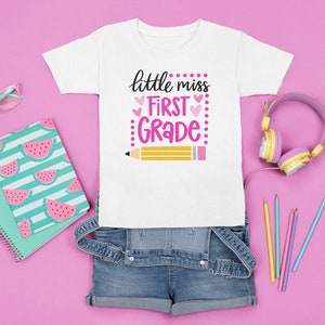 Little Miss First Grade SVG, Back to School SVG, Grade Level Crew Shirt ...