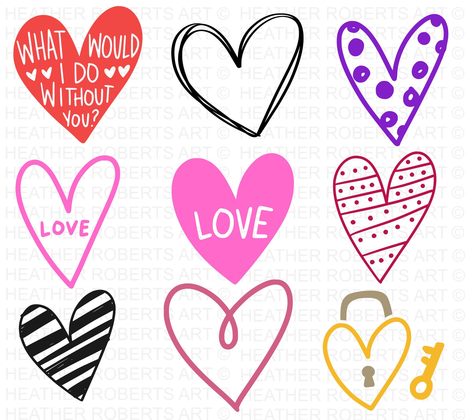 Doodle Heart SVG Bundle Heart SVG Bundle Sketch Hand-drawn - Etsy