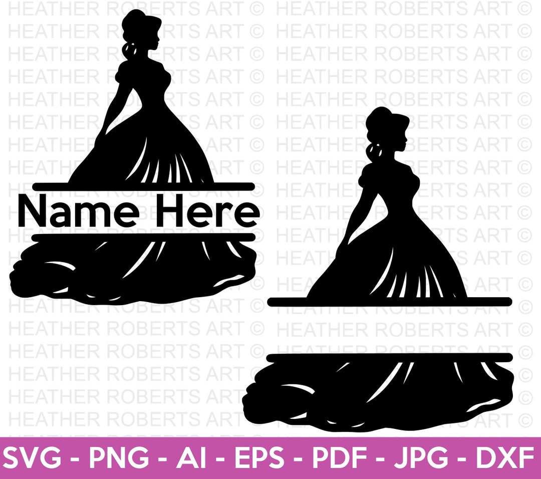 Princess Split Monogram Svg, Princess SVG, Princess Silhouette ...