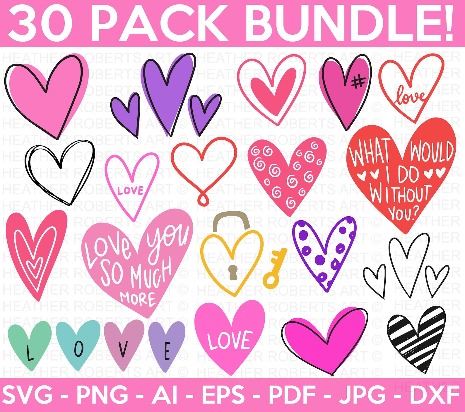 Doodle Heart SVG Bundle Heart SVG Bundle Sketch Hand-drawn - Etsy
