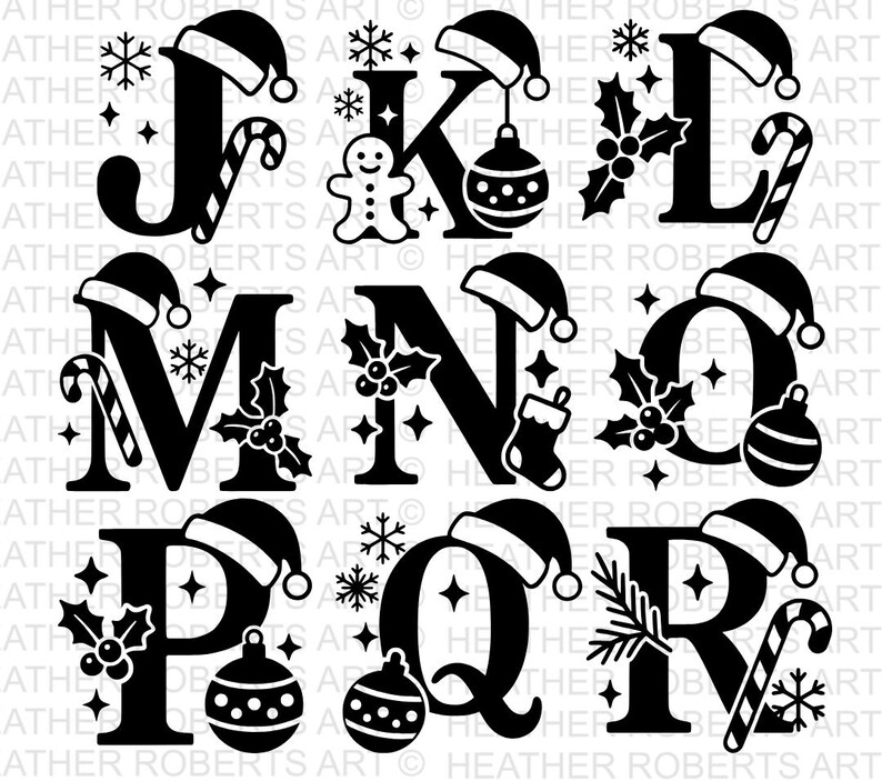 Christmas Alphabet SVG Bundle: Christmas Monogram (26 Cut Files) - Etsy