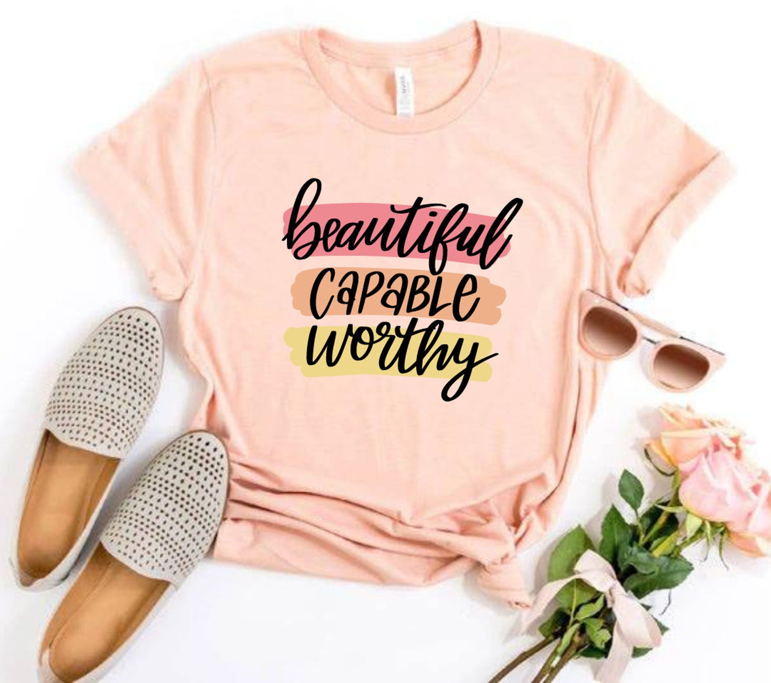 Beautiful Capable Worthy Svg Positive Quotes Calligraphy - Etsy