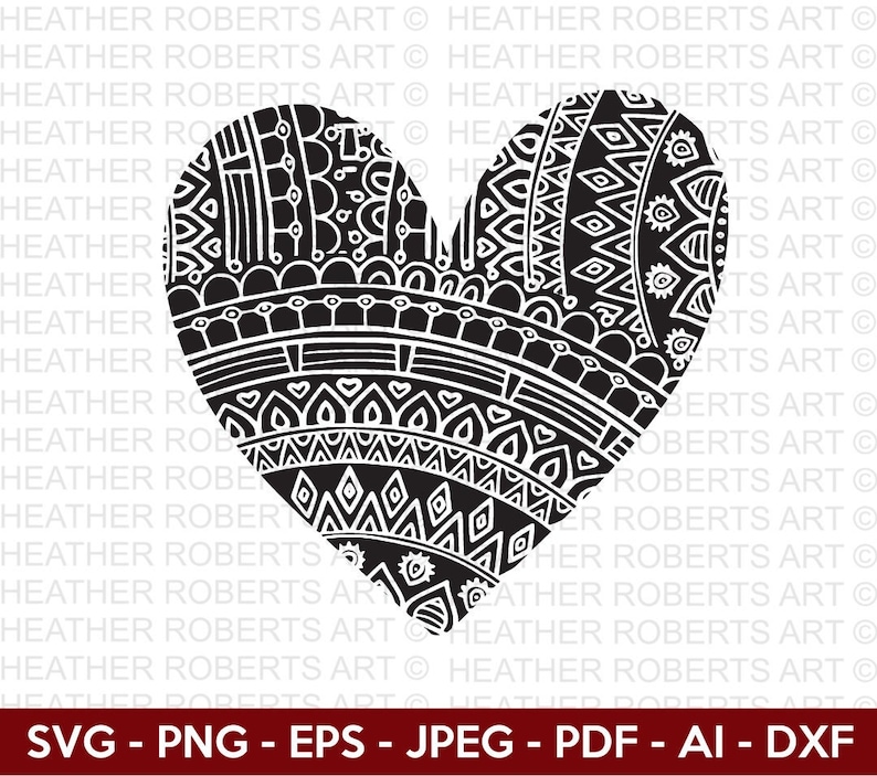 Mandala Pattern Heart Svg Heart SVG Hand-drawn Heart Svg - Etsy
