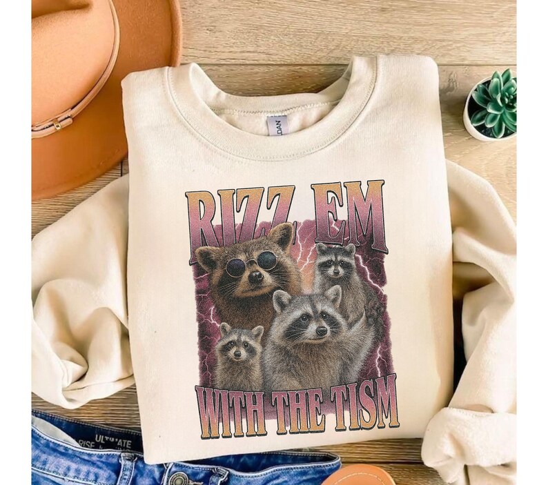 Raccoon Meme PNG: Rizz Em With the Tism, Neurodivergent Humor (digital ...