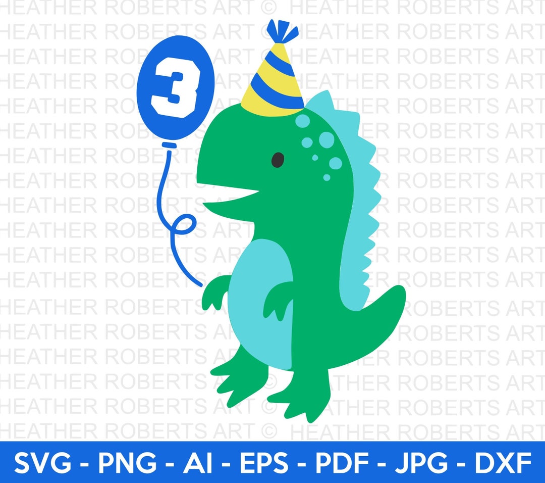 3rd Dinosaur Birthday SVG, Cute Dinosaur SVG, T-rex SVG, Dino Svg ...