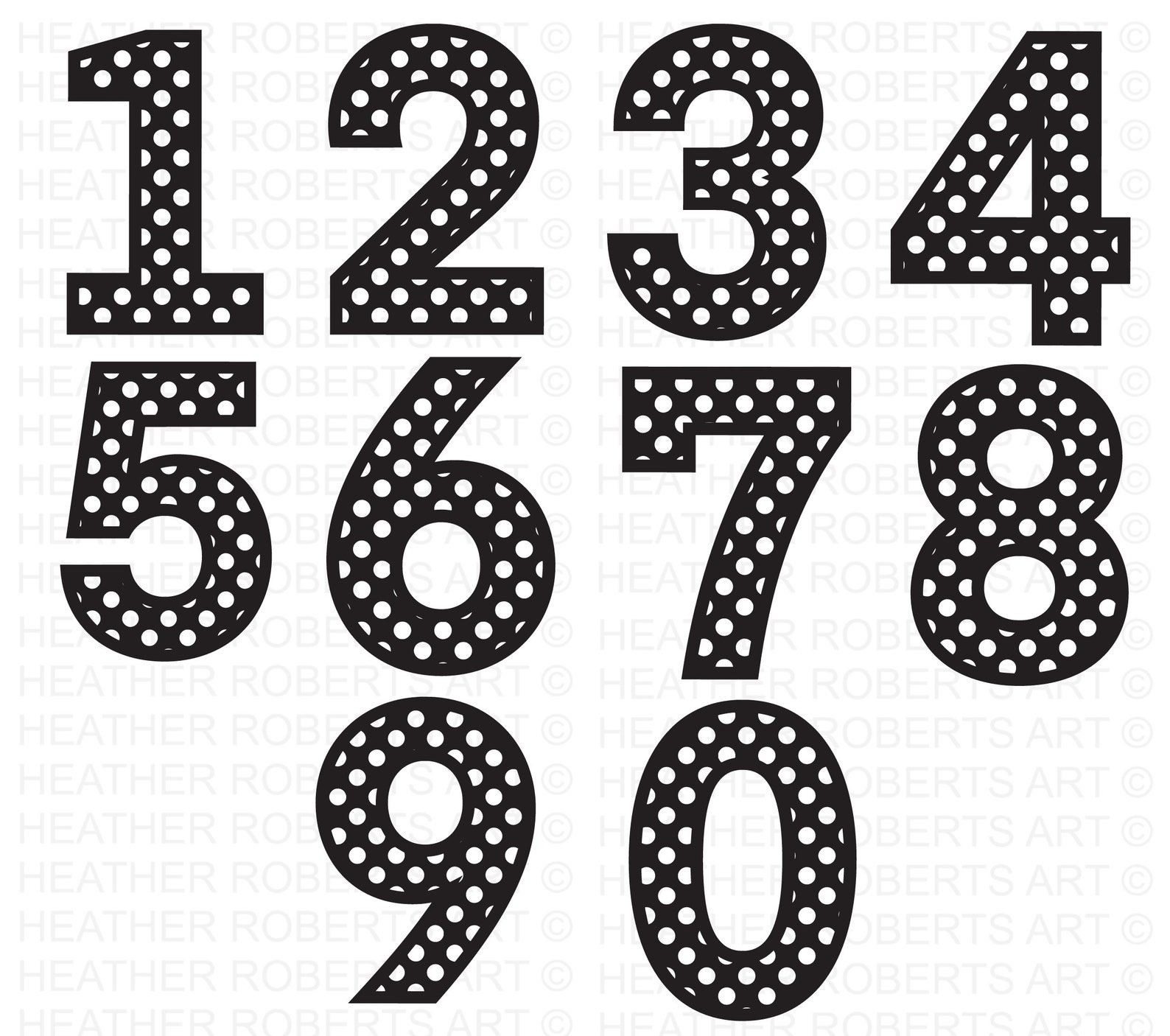 Polka Dots Monogram Alphabet and Numbers SVG Bundle Polka - Etsy