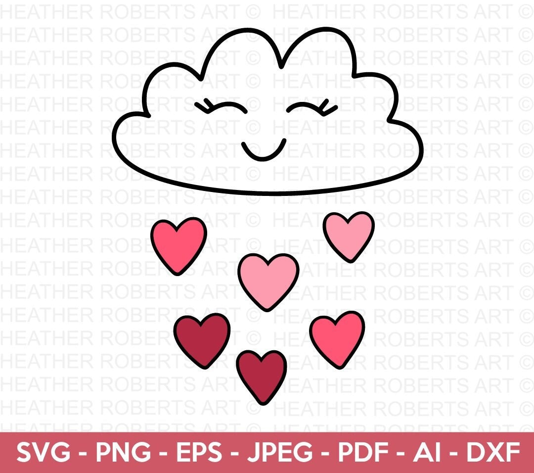 Clouds With Hearts Svg, Heart SVG, Sketch, Hand-drawn Heart Svg ...