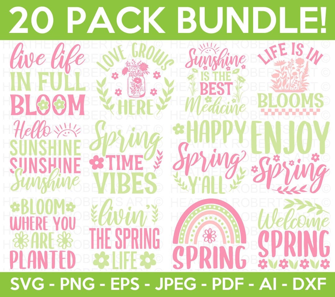 Spring Svg Bundle. Spring Designs SVG Bundle, Spring Flowers Svg ...