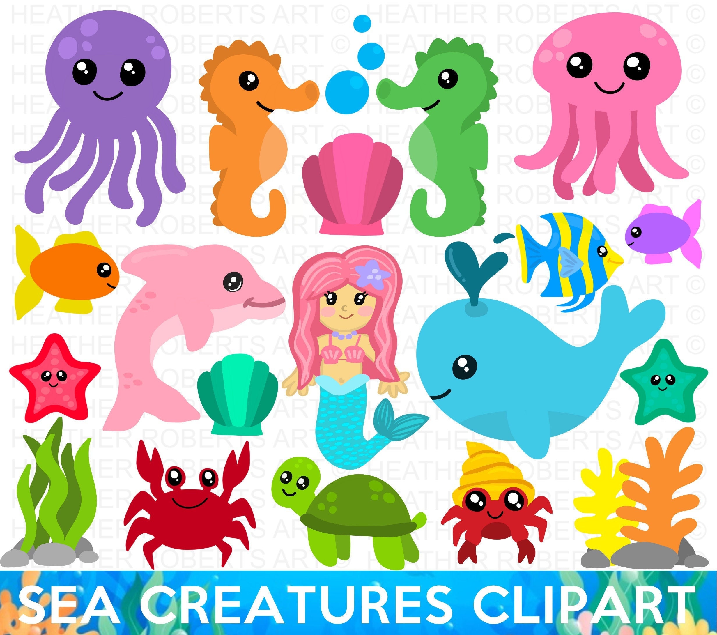 Crab And Sea Creature Clipart