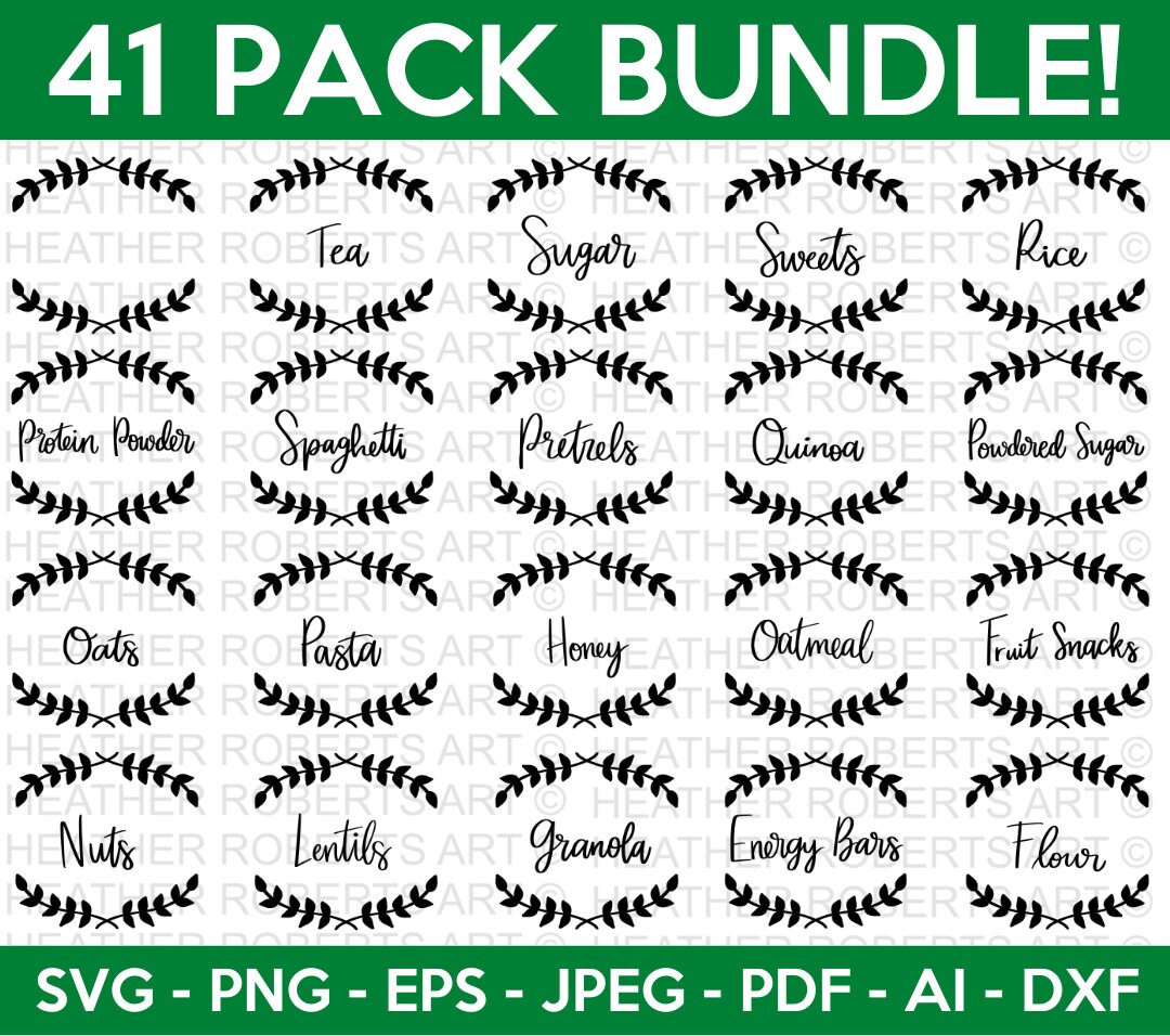 Pantry Labels SVG Bundle Container Label Svg Jar SVG Baking - Etsy
