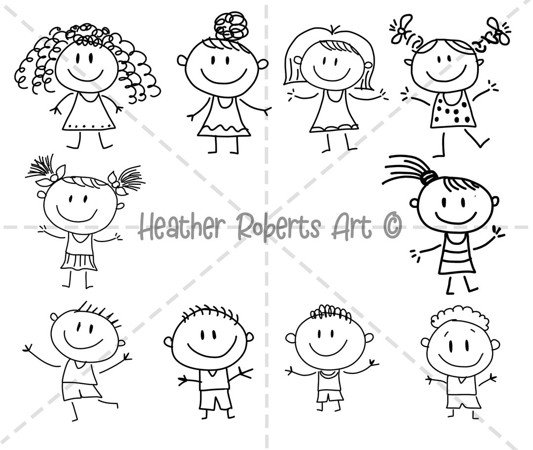 10 PACK Colored Stick Figures - Stick Boy Clipart - Stick Girl Png ...