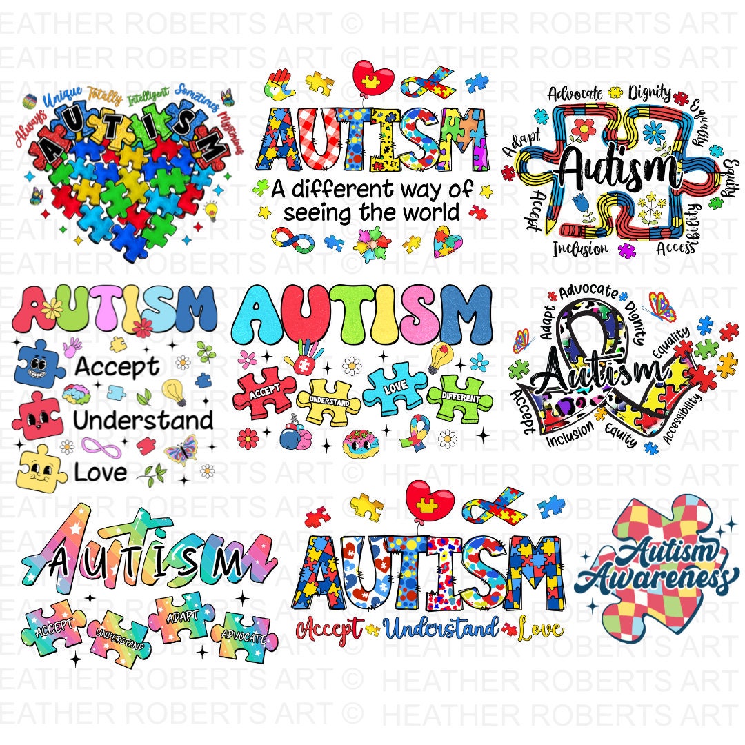 Autism Awareness Sublimation Bundle, Autism PNG, Autism Awareness PNG ...