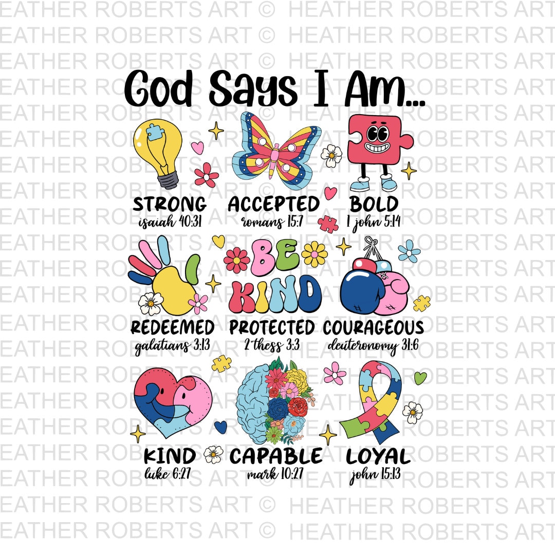 God Says I Am PNG, Autism Awareness Sublimation, Autism PNG, Autism ...