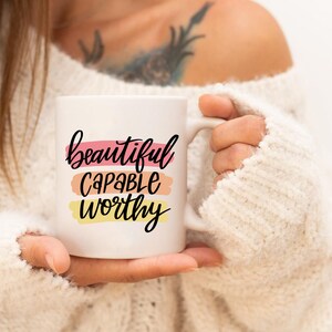 Beautiful Capable Worthy Svg, Positive Quotes, Calligraphy Quotes Svg ...