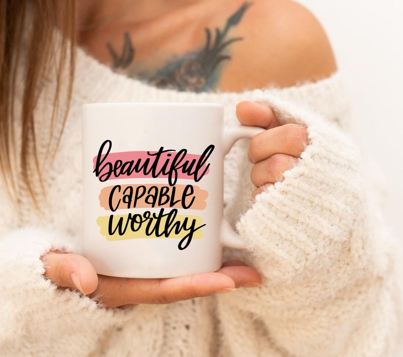 Beautiful Capable Worthy Svg Positive Quotes Calligraphy - Etsy