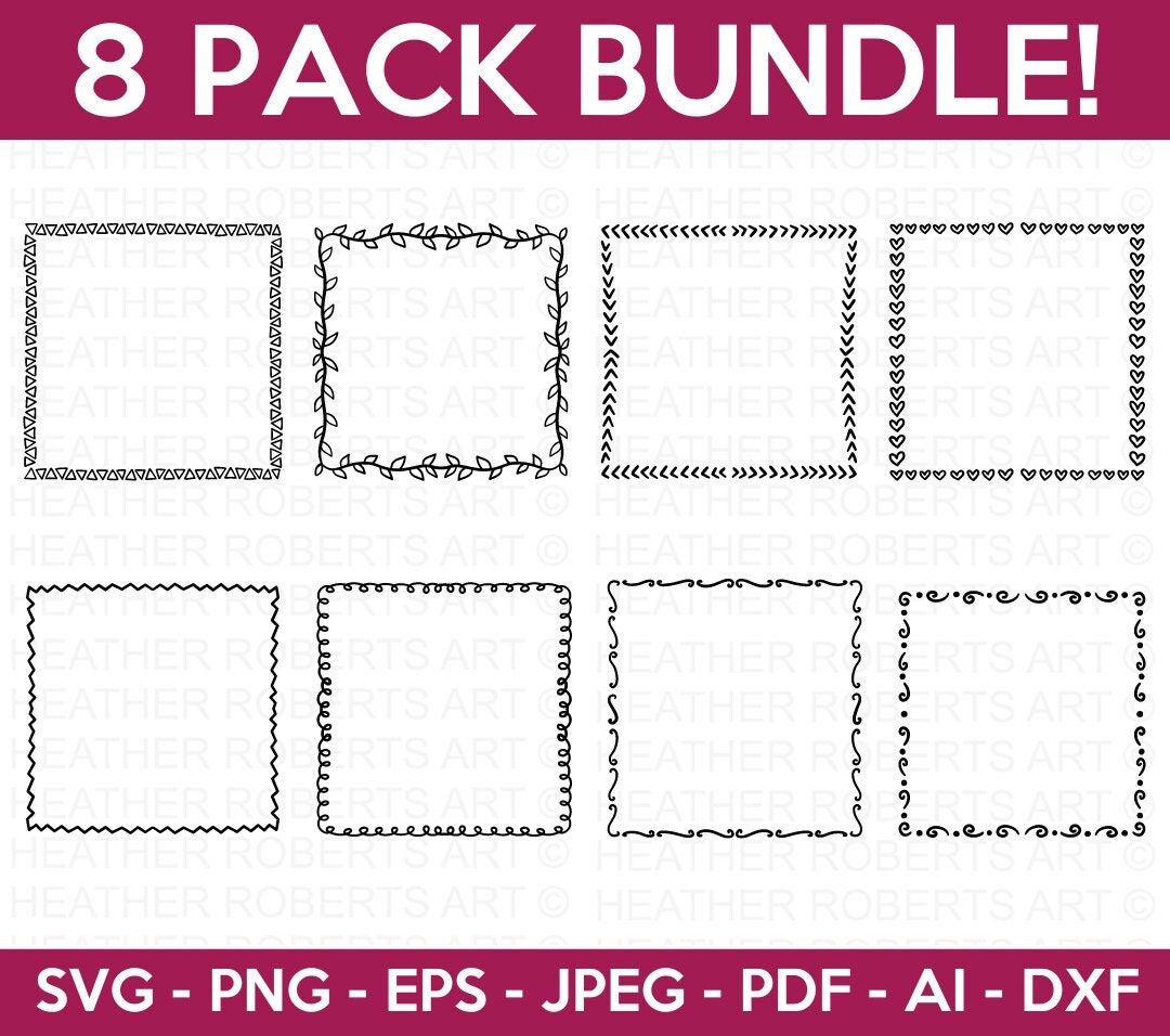 Frame Border SVG Bundle: Square & Fancy Designs (cut Files) - Etsy