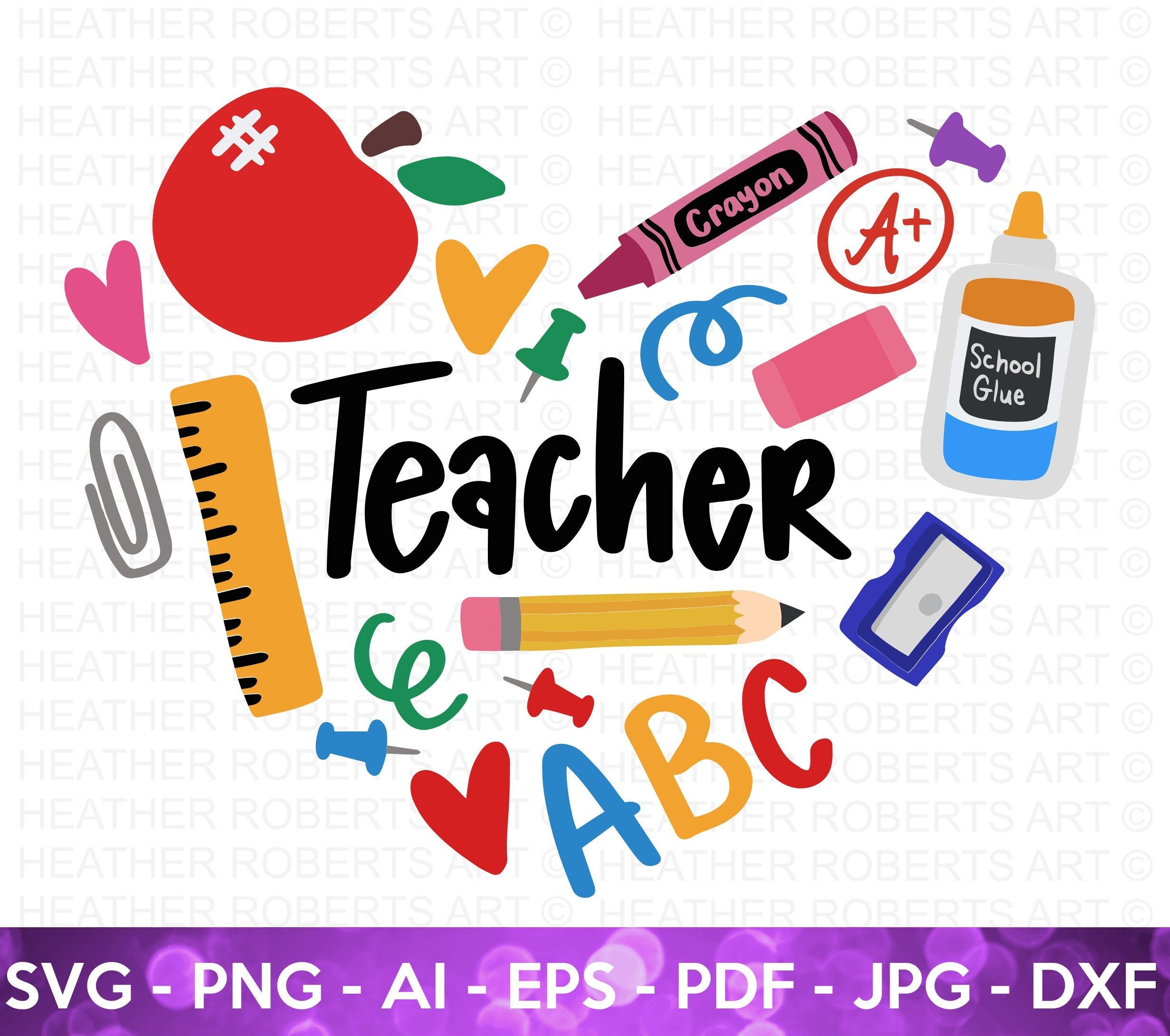Teacher Heart SVG Teacher Sublimation Teacher Svg Back to | Etsy UK