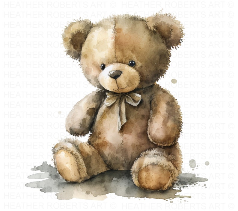 Watercolor Teddy Bear Clipart Teddy Bear Cute Clip Art Card - Etsy