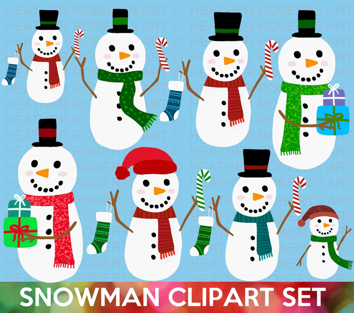 Snowman Clipart Set Snowman PNG Cute Snowman PNG Set of | Etsy